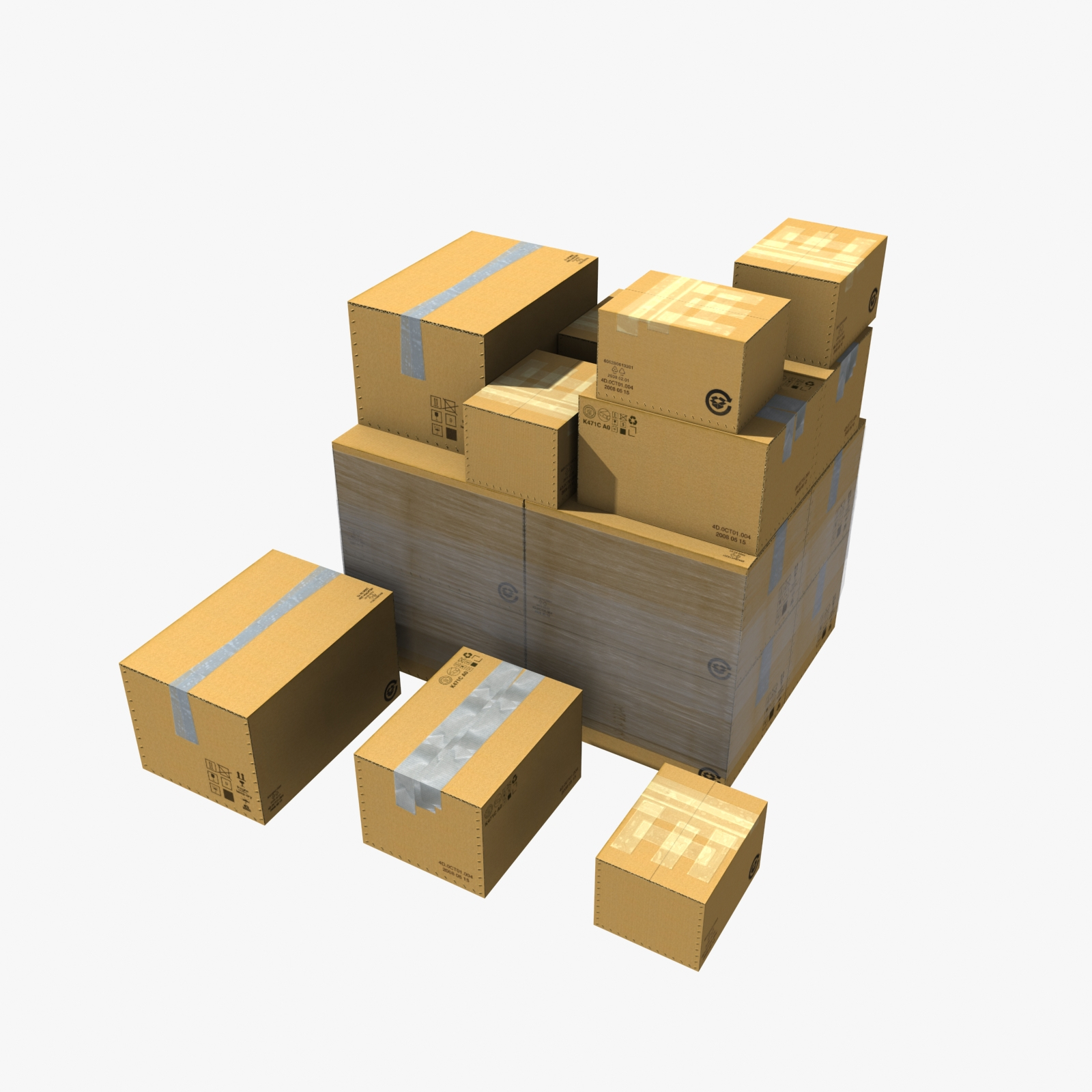 3d 3ds cardboard boxes stack