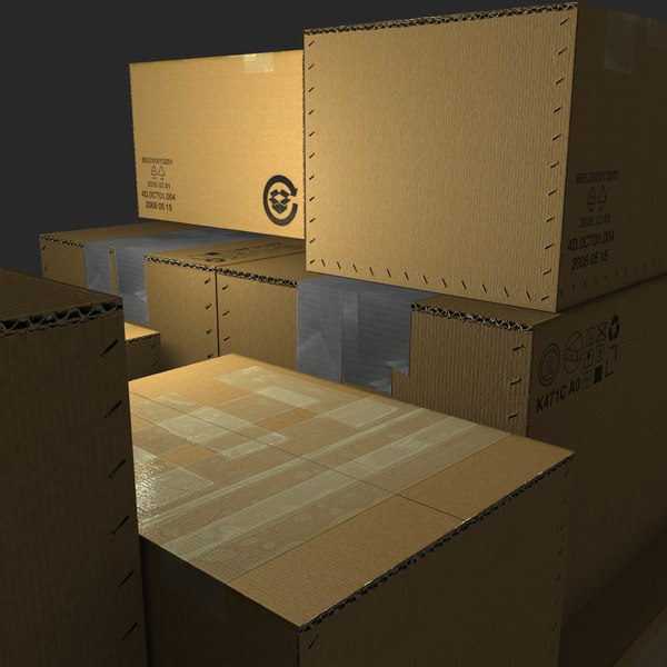 3d 3ds cardboard boxes stack