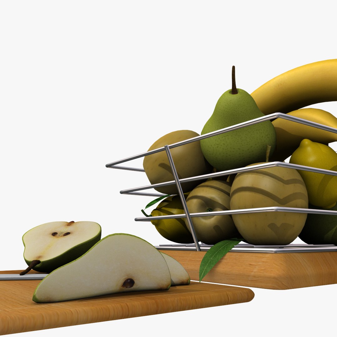 fruit bowl apple banana 3d model