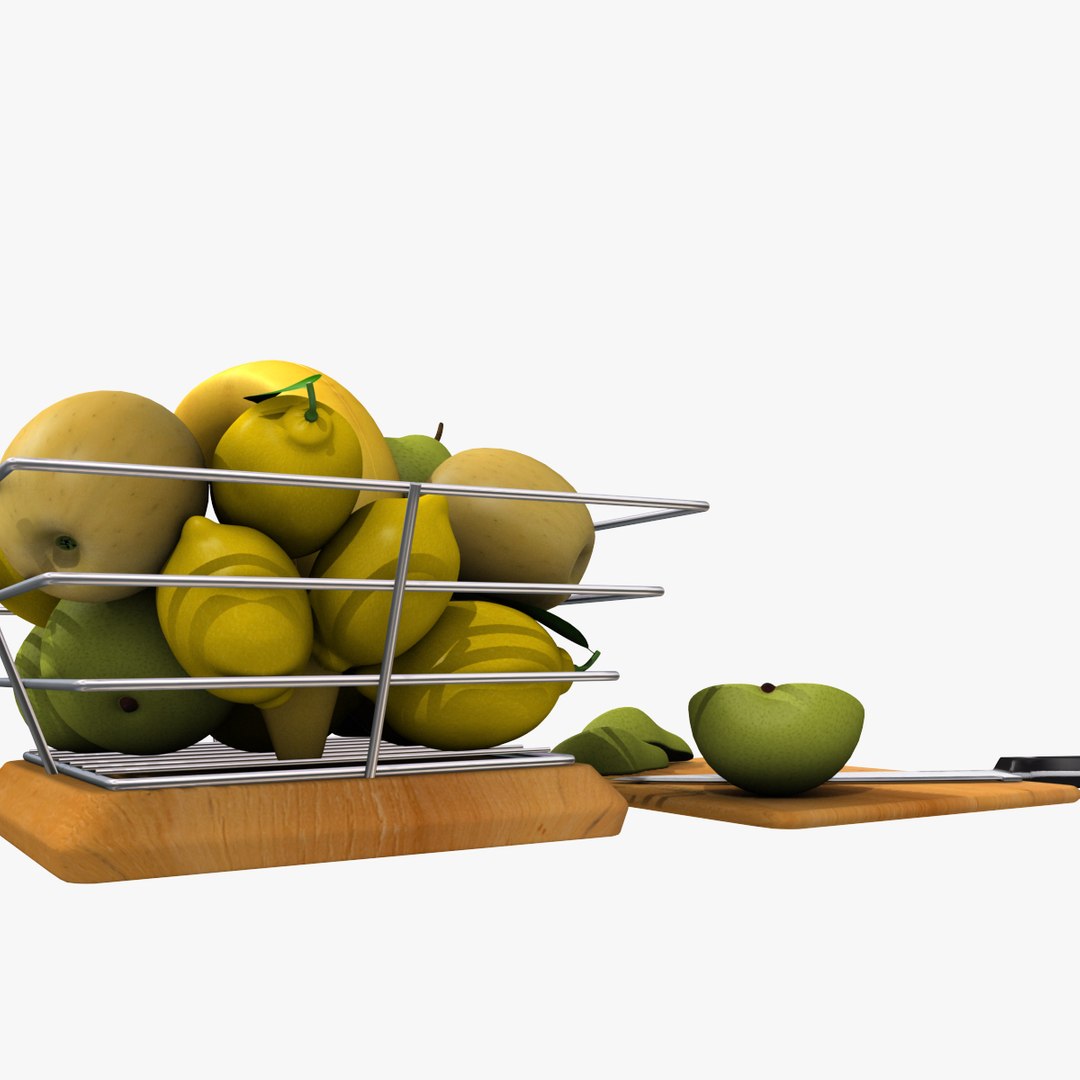 fruit bowl apple banana 3d model
