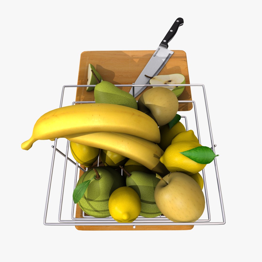 fruit bowl apple banana 3d model