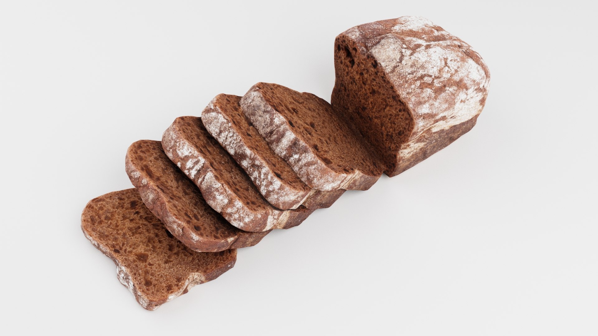 Bread Sliced In Pieces Loaf Bun Baked Goods Collection 3D Model ...