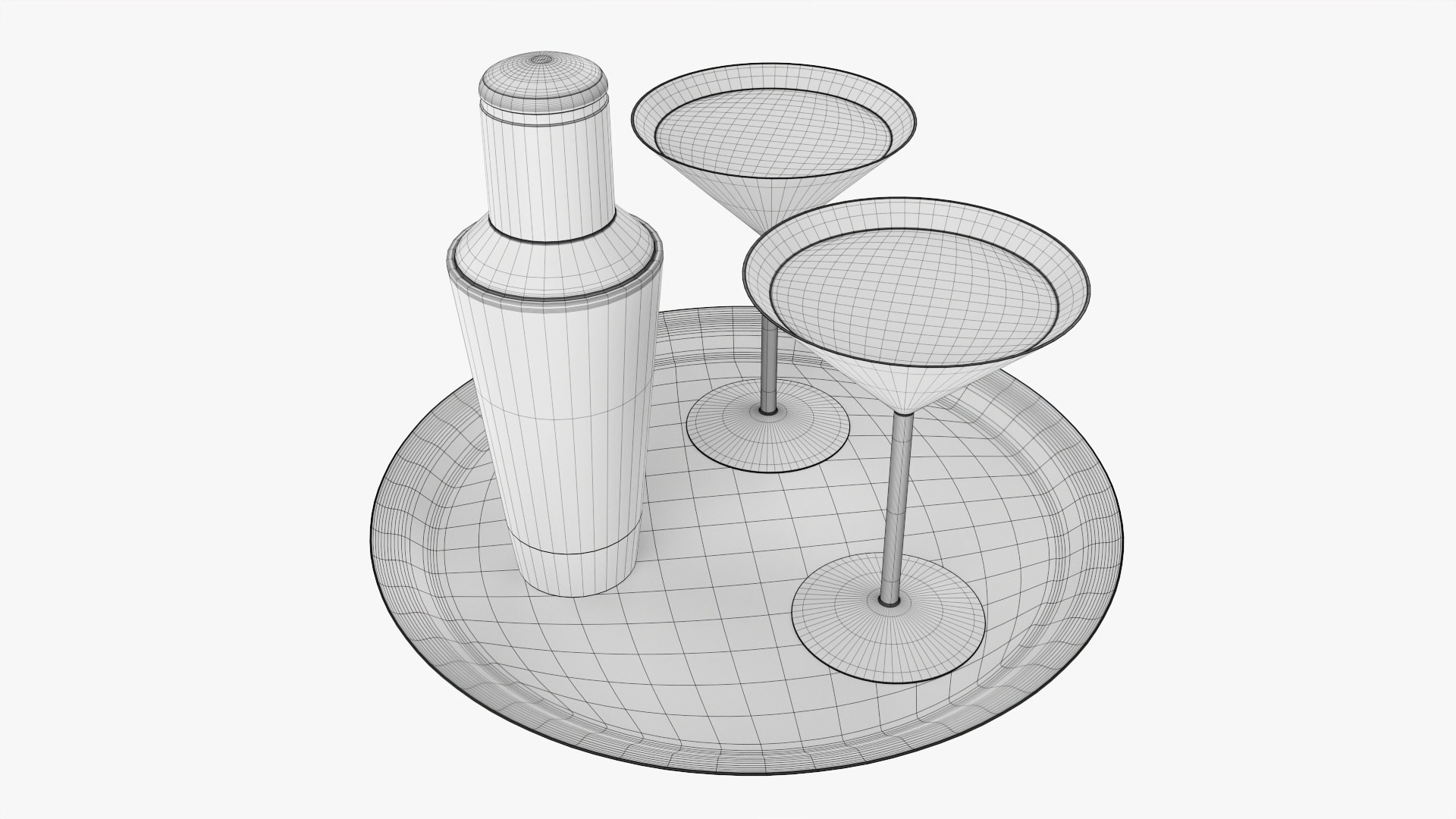 Cocktail with shaker on tray 3D - TurboSquid 1733742