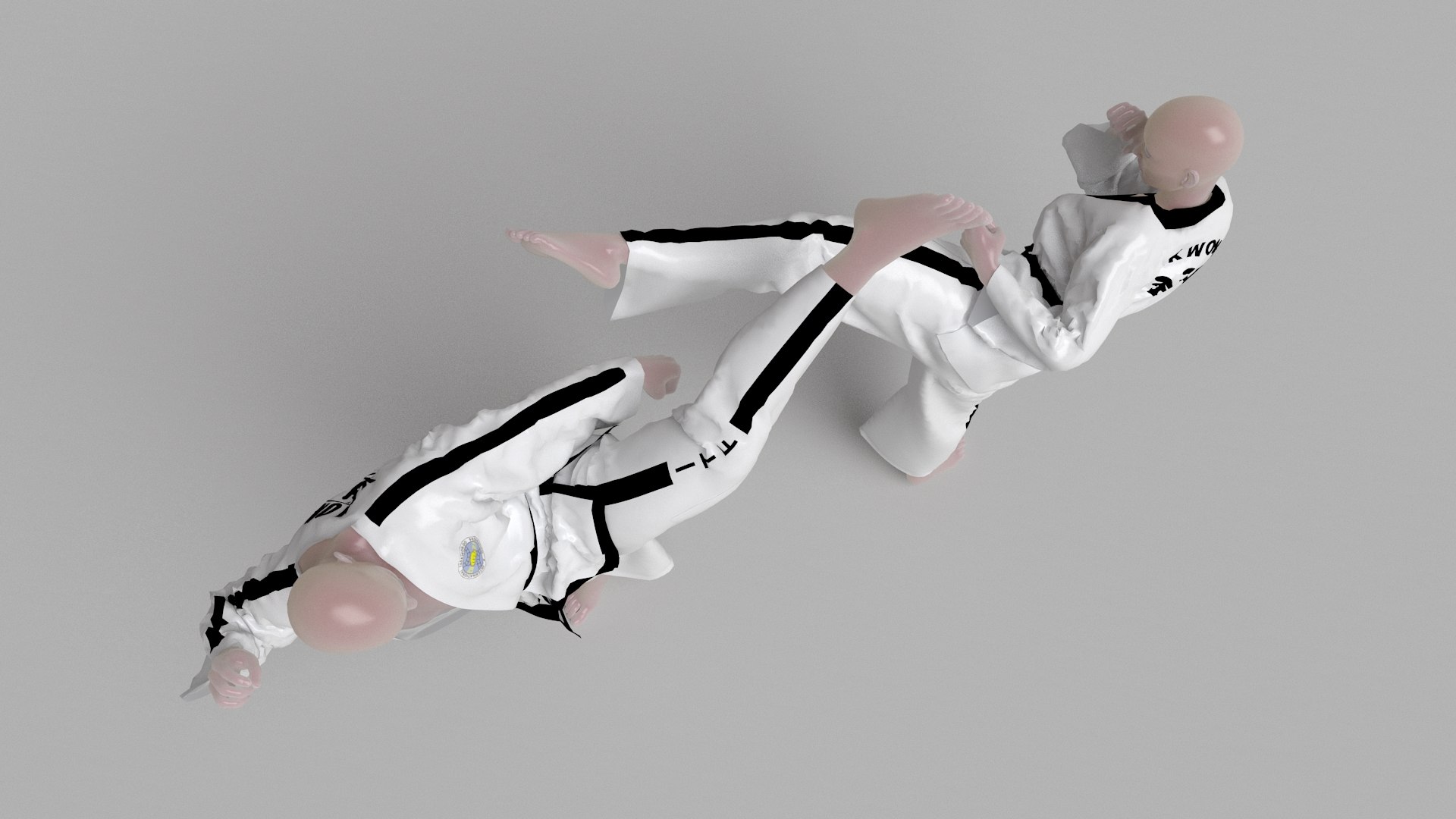 modelo 3d Figuras de combate de taekwondo en 3D: poses de artes ...