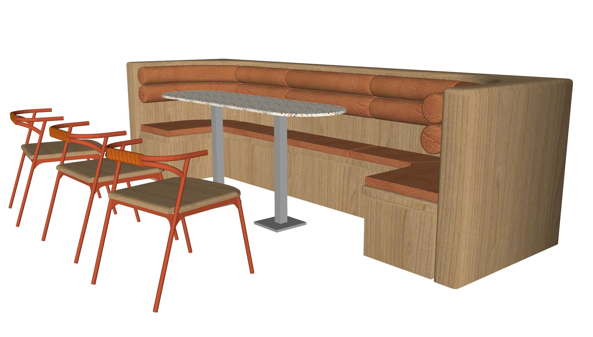 3D Model Banquette Seating Diner Booth - TurboSquid 2400021