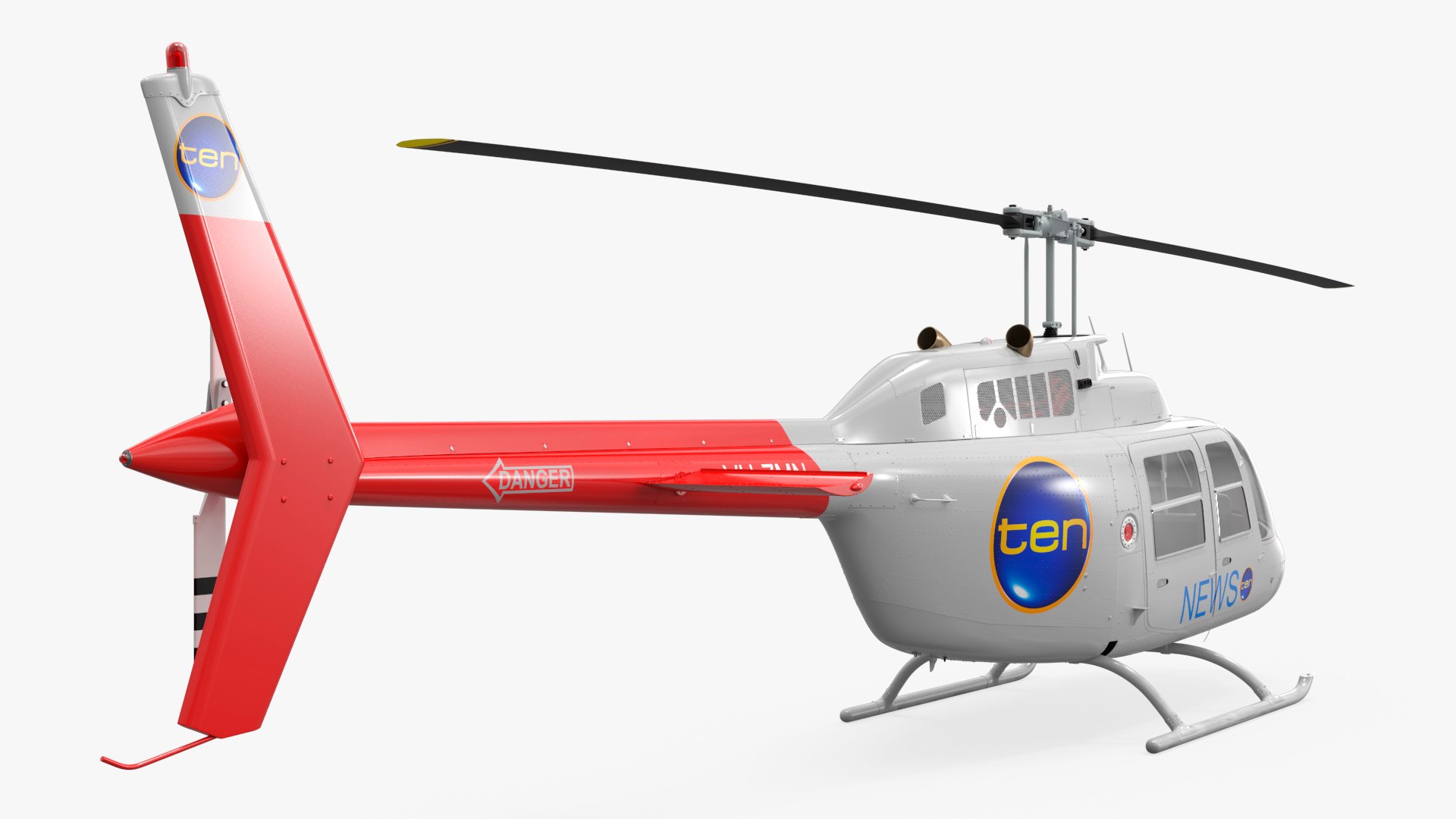 Bell 206B JetRanger III Helicopter Ten News White Rigged For Maya 3D ...