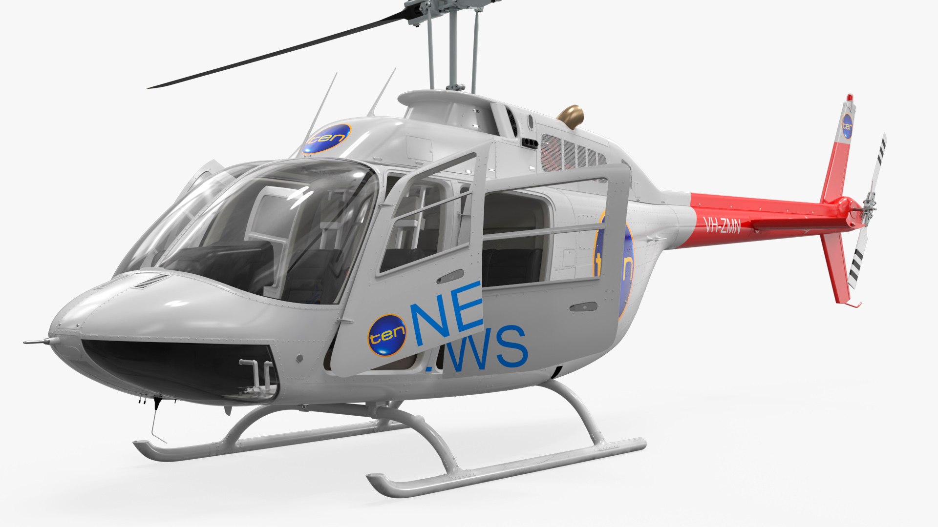 Bell 206B JetRanger III Helicopter Ten News White Rigged For Maya 3D ...