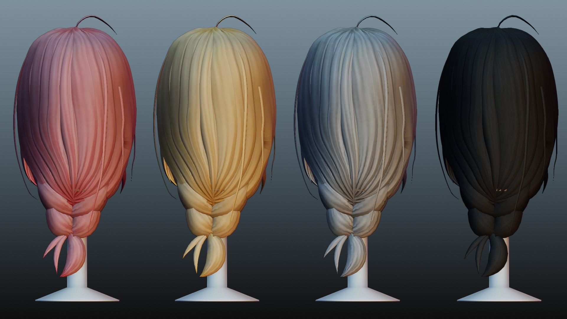 Female Hair Low Poly 4 Colors 3D Model - TurboSquid 2140647