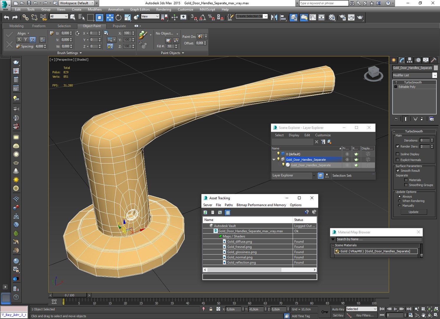 3D Model Gold Door Handles Separate - TurboSquid 1997577
