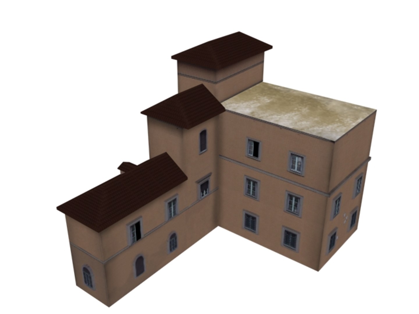 3d Structure Brown Pleasant Building Model