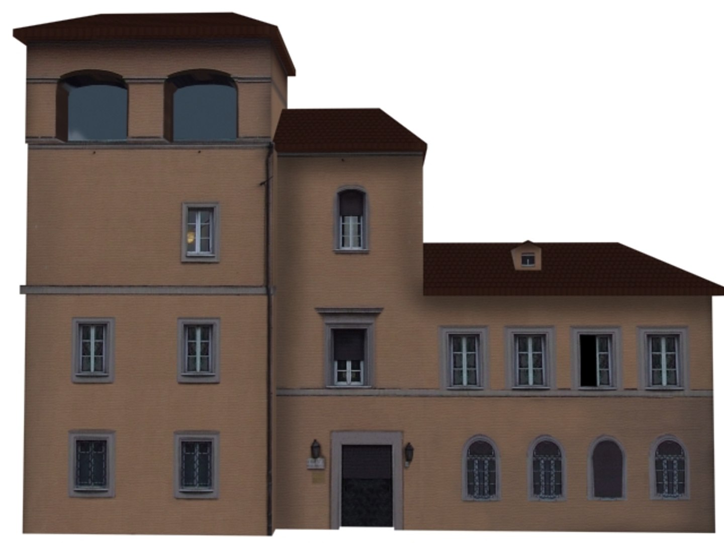 3d Structure Brown Pleasant Building Model