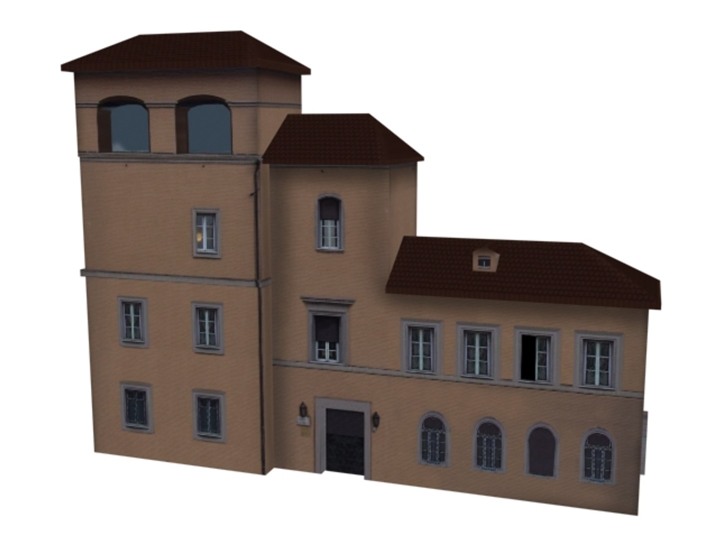 3d Structure Brown Pleasant Building Model