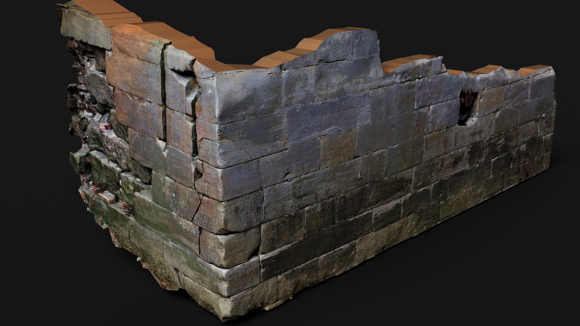 3D Ruins Stonewall Part Abandoned Fortress Photogrammetry - TurboSquid ...