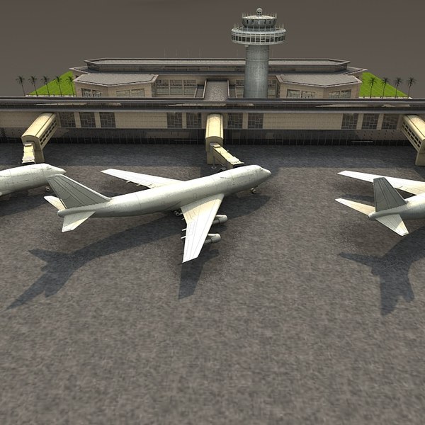 3d small airport scene