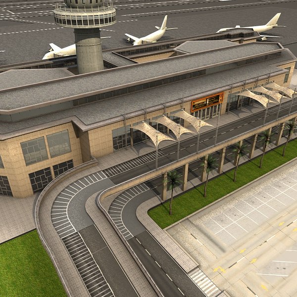 3d small airport scene