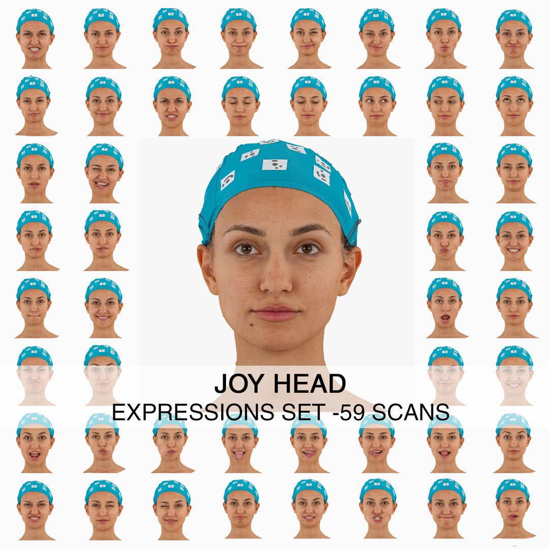 Joy Real Head Full Expression Set 59 RAW Scans Collection 3D Model ...