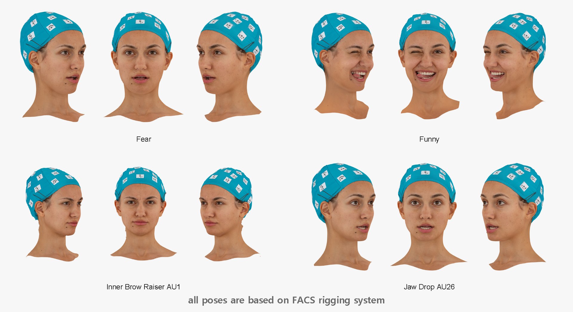 Joy Real Head Full Expression Set 59 RAW Scans Collection 3D Model ...