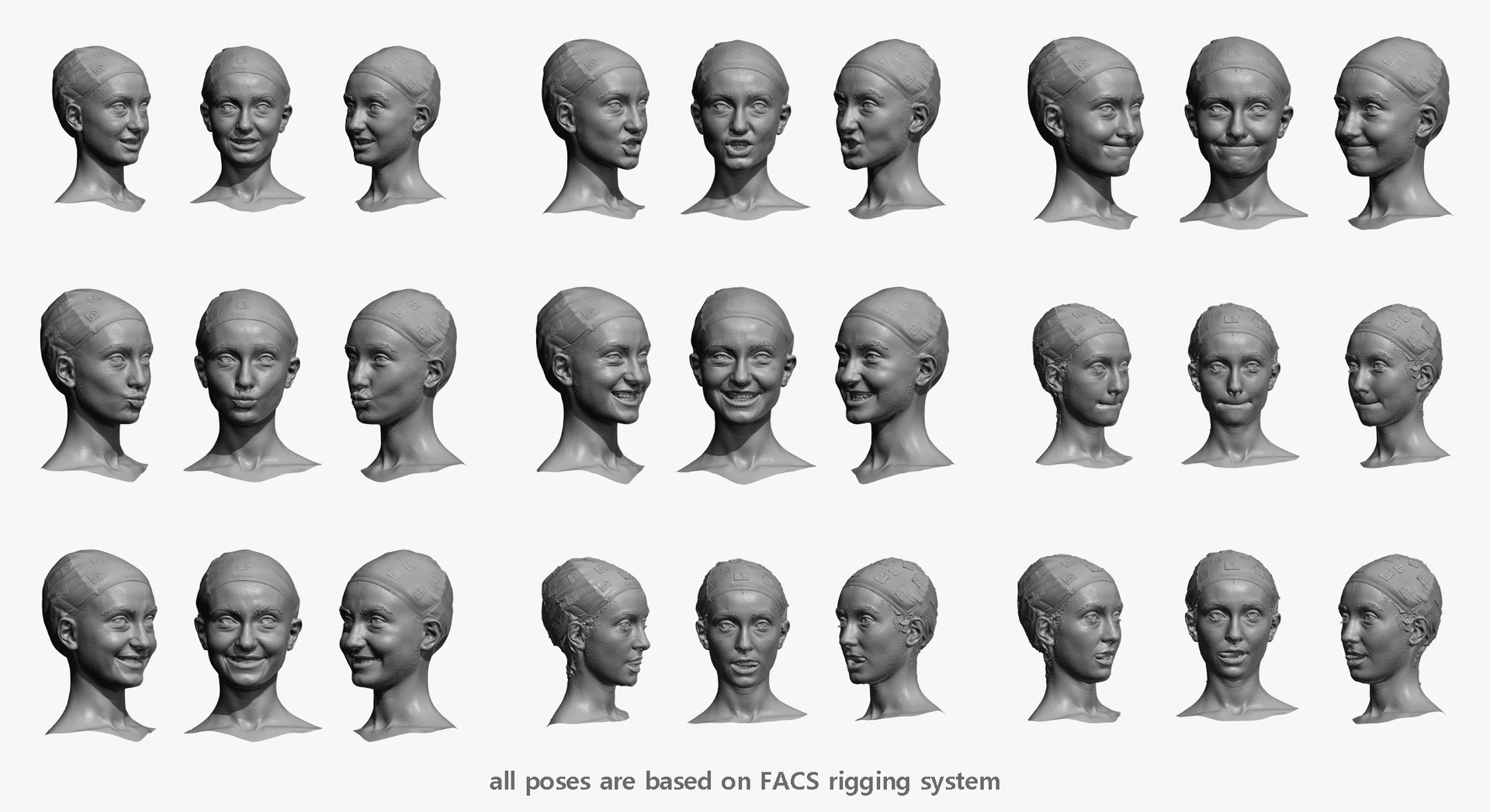 Joy Real Head Full Expression Set 59 RAW Scans Collection 3D model ...