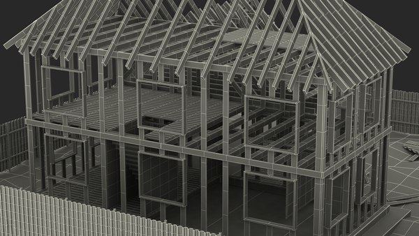 modelo 3d Estructura de armazón de casa residencial - TurboSquid 2302673