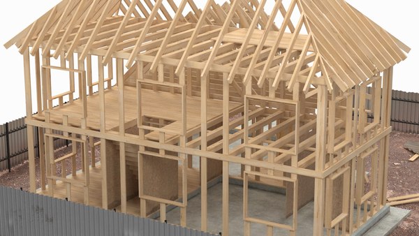 modelo 3d Estructura de armazón de casa residencial - TurboSquid 2302673
