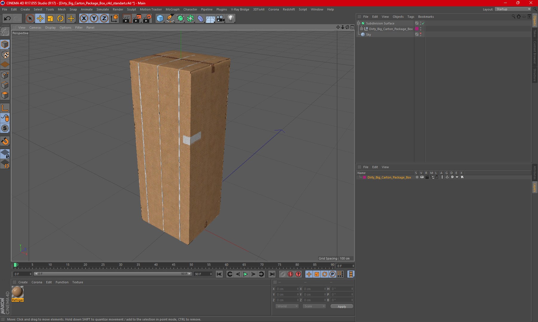 3D Dirty Big Carton Package Box Model - TurboSquid 2117288