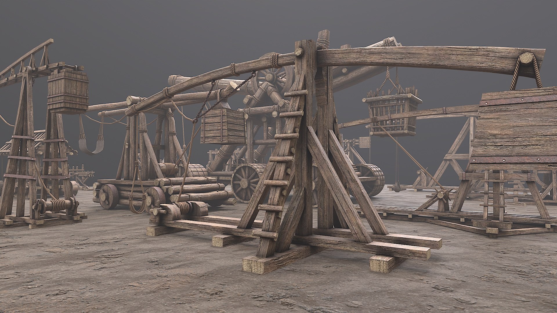 3D Medieval Siege War Machines PBR Collection Model - TurboSquid 2359969