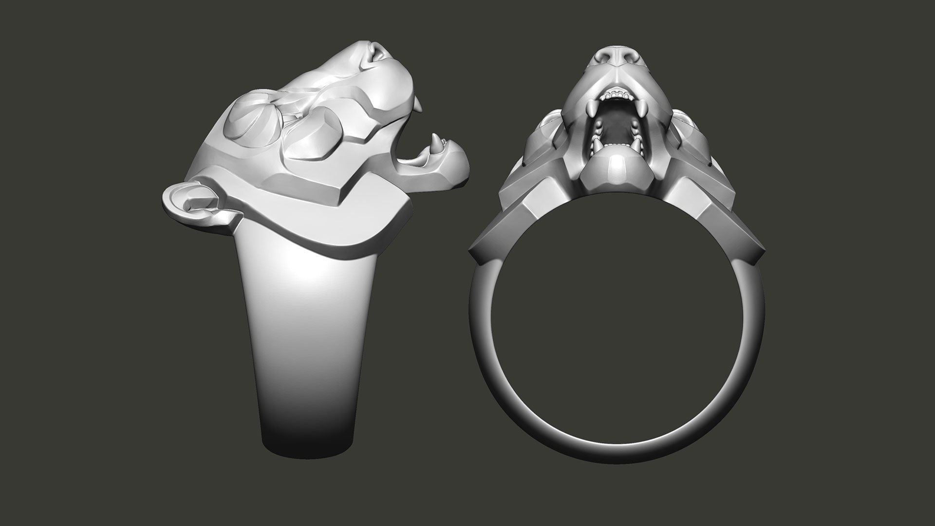 3D Model Tiger Face Animal Ring Jewelry - TurboSquid 1878892