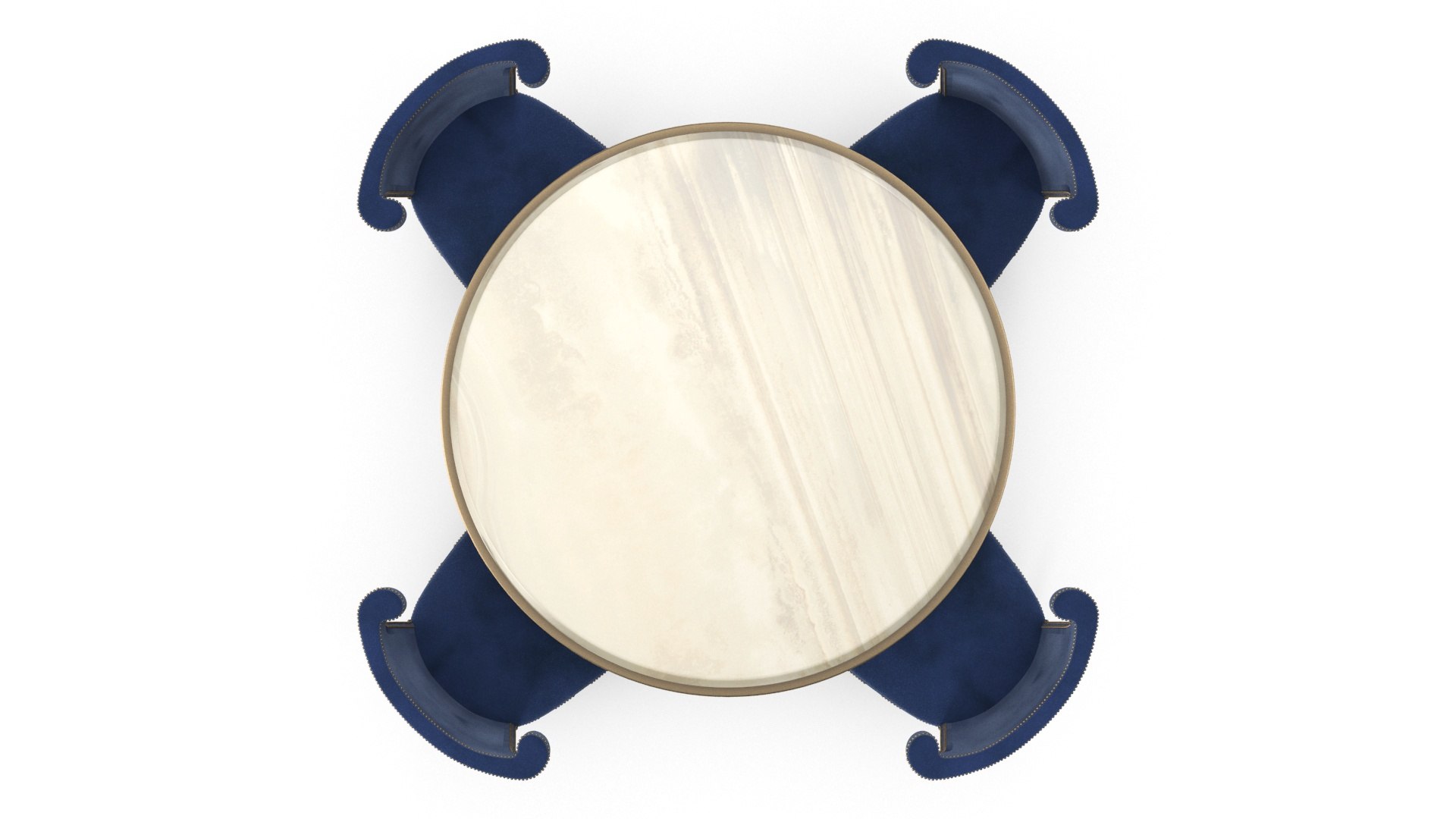 Blue Fabric Velvet Art Deco Dining Table Set 3D Model - TurboSquid 1771507