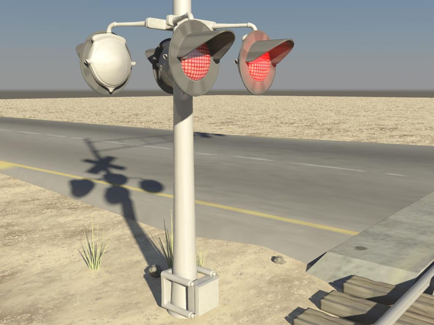 Flashing Rail Road Crossing 3d Max