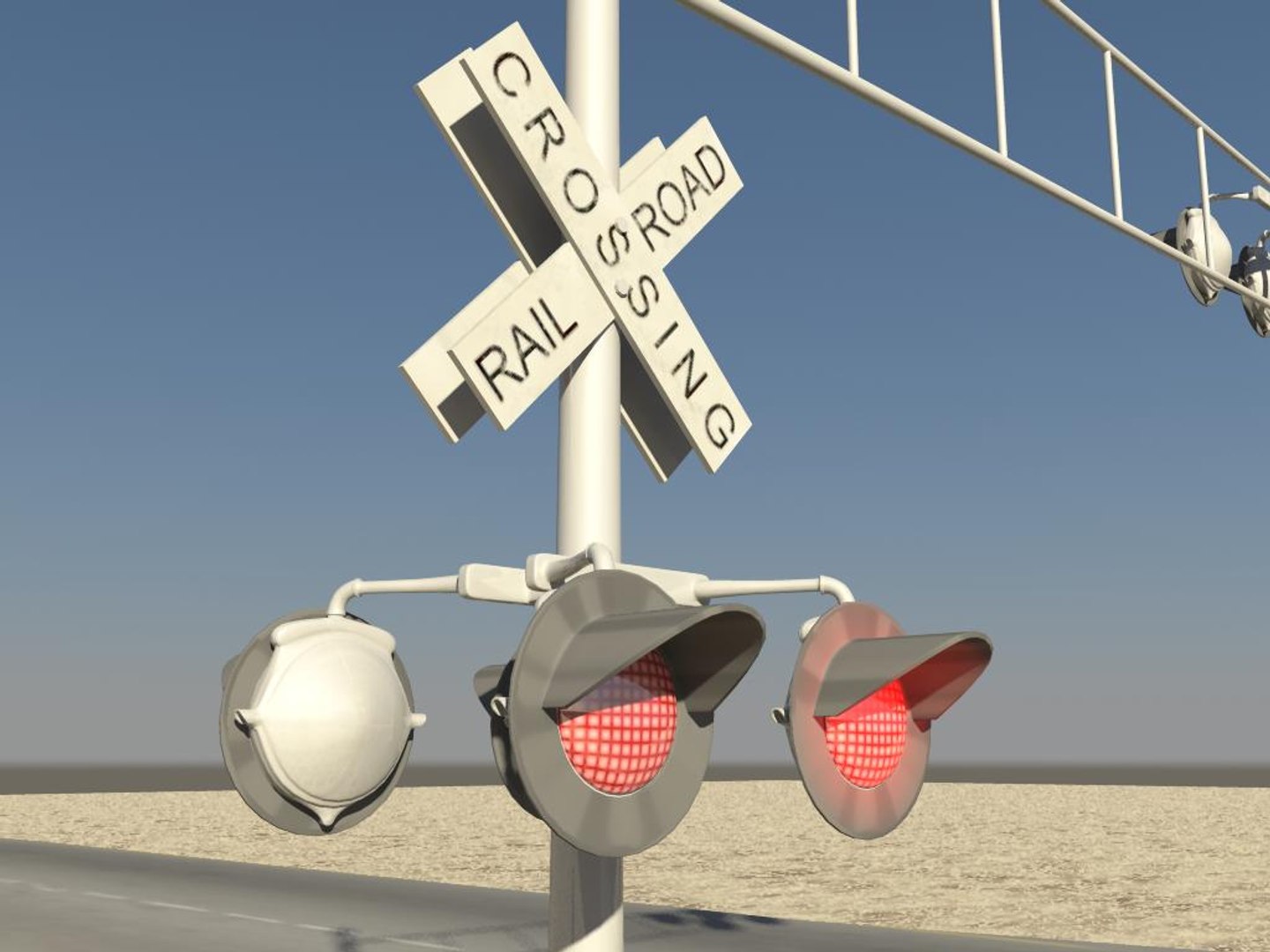 Flashing Rail Road Crossing 3d Max