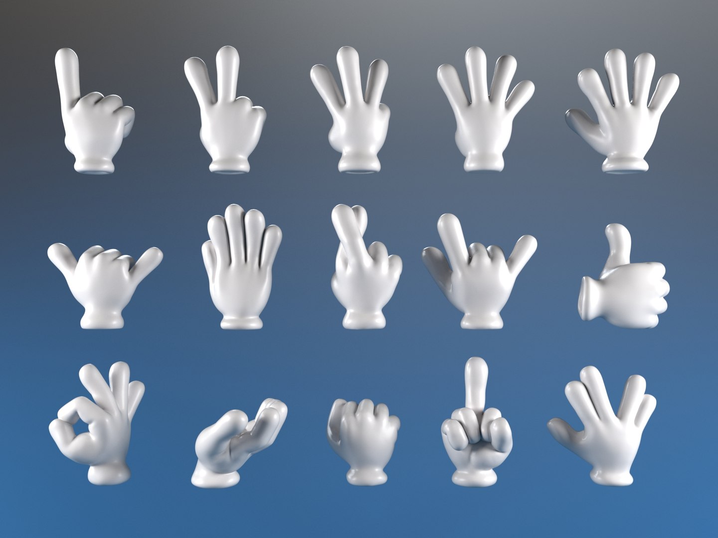 Cartoon Hand 5 Fingers Pack 01 3D Model - TurboSquid 1903640