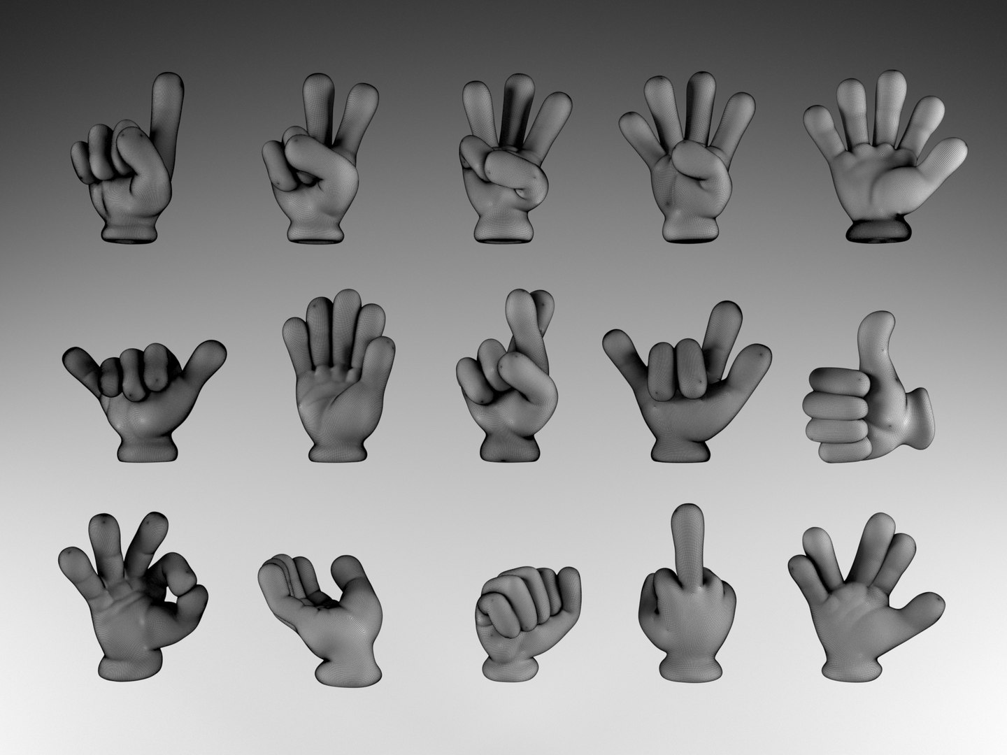 Cartoon Hand 5 Fingers Pack 01 3D Model - TurboSquid 1903640