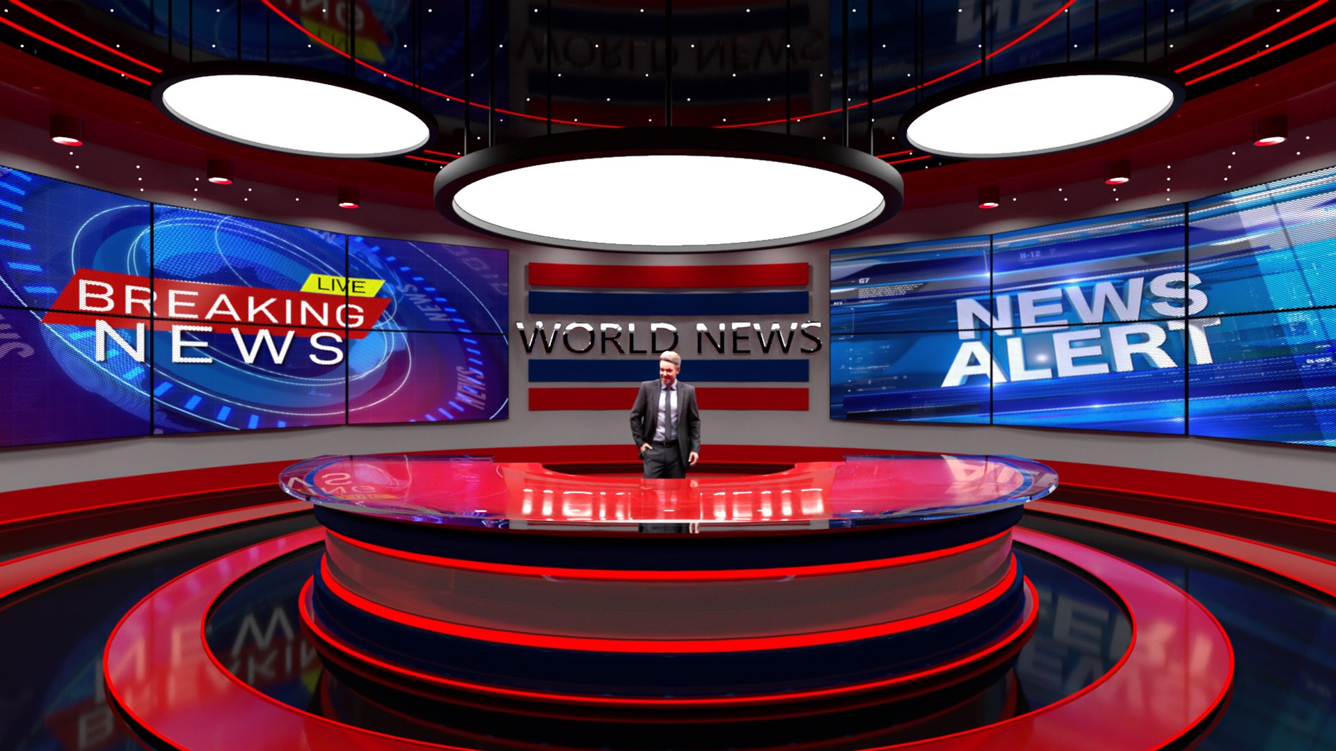 3D Virtual News Studio Set Model - TurboSquid 2140406
