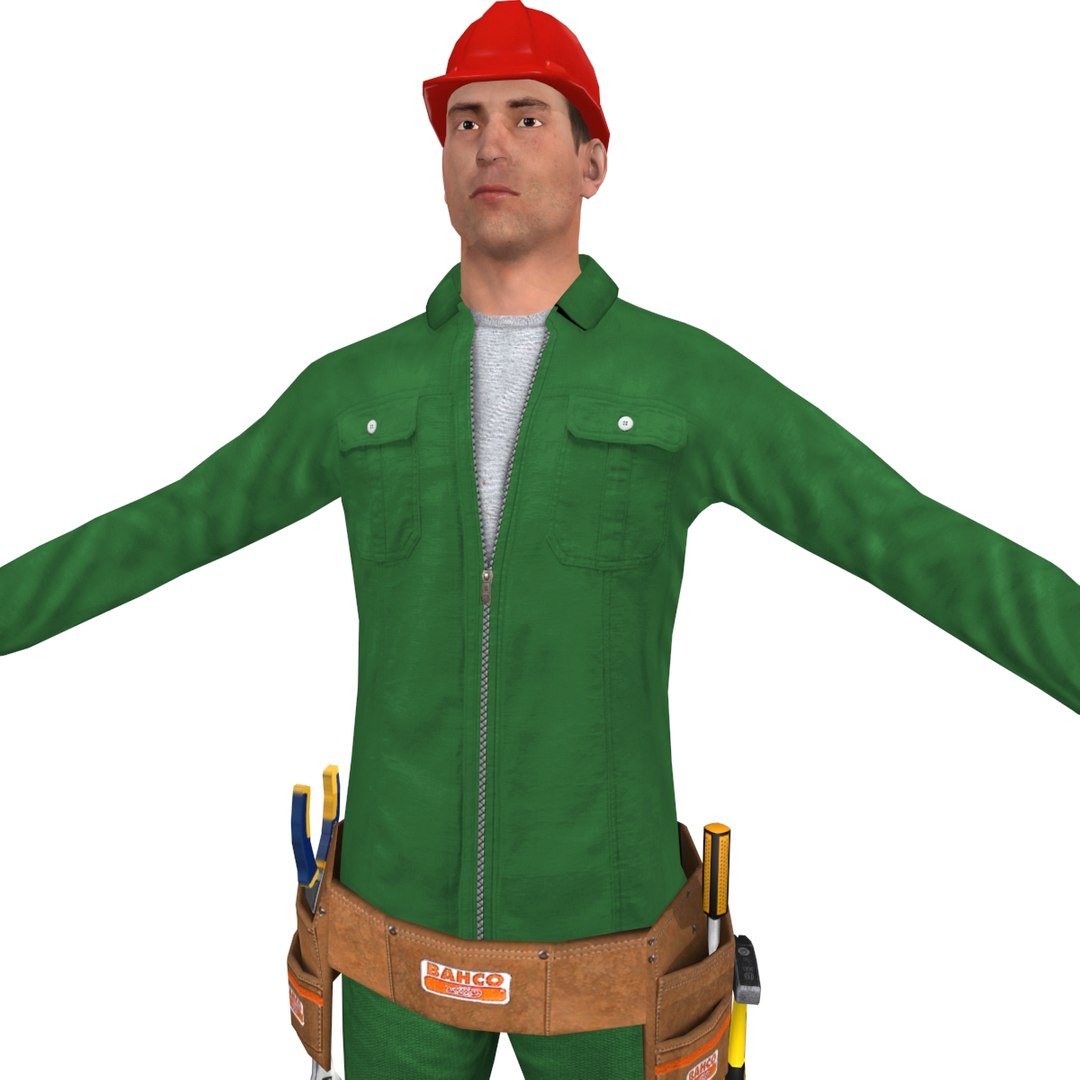3d rigged worker man model