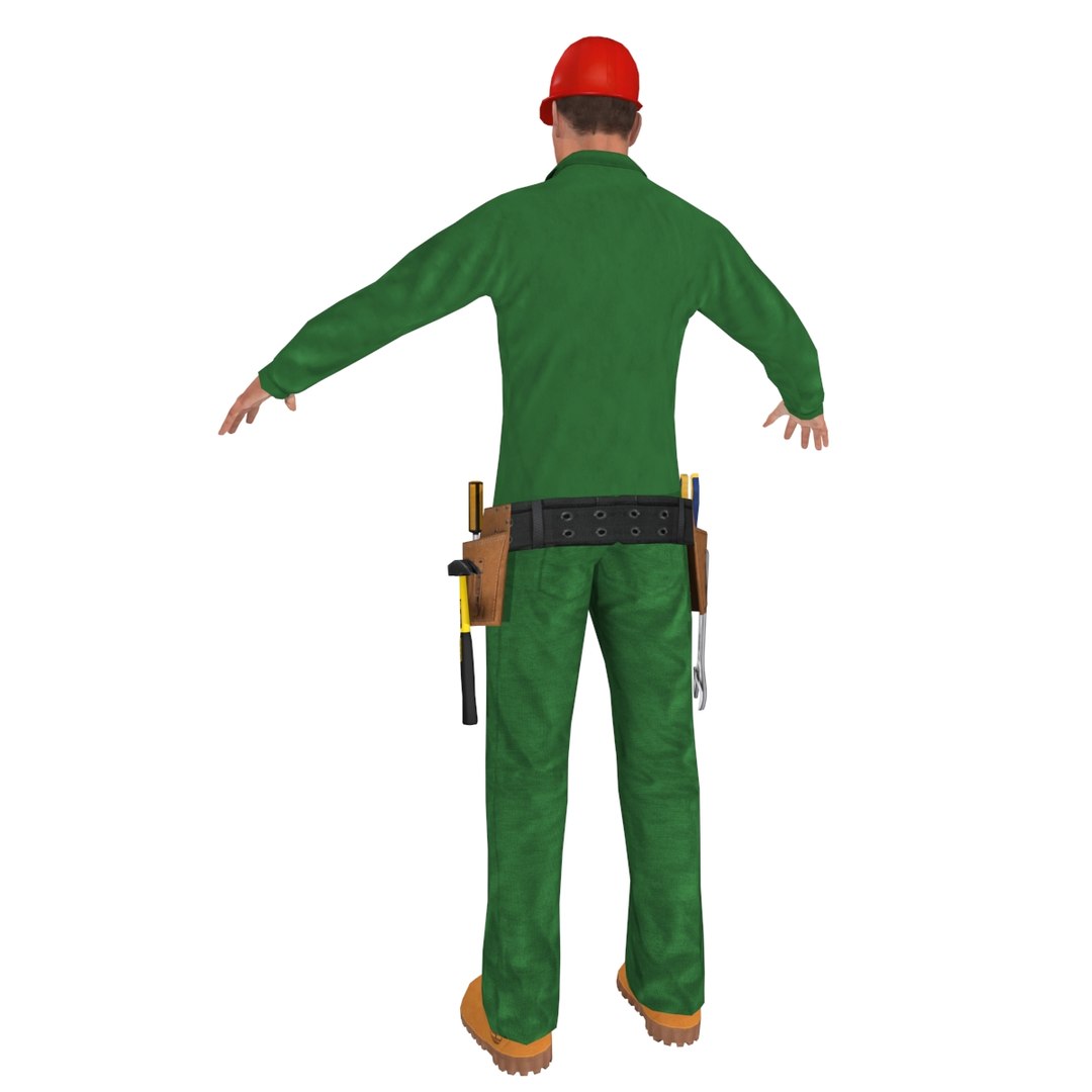 3d rigged worker man model