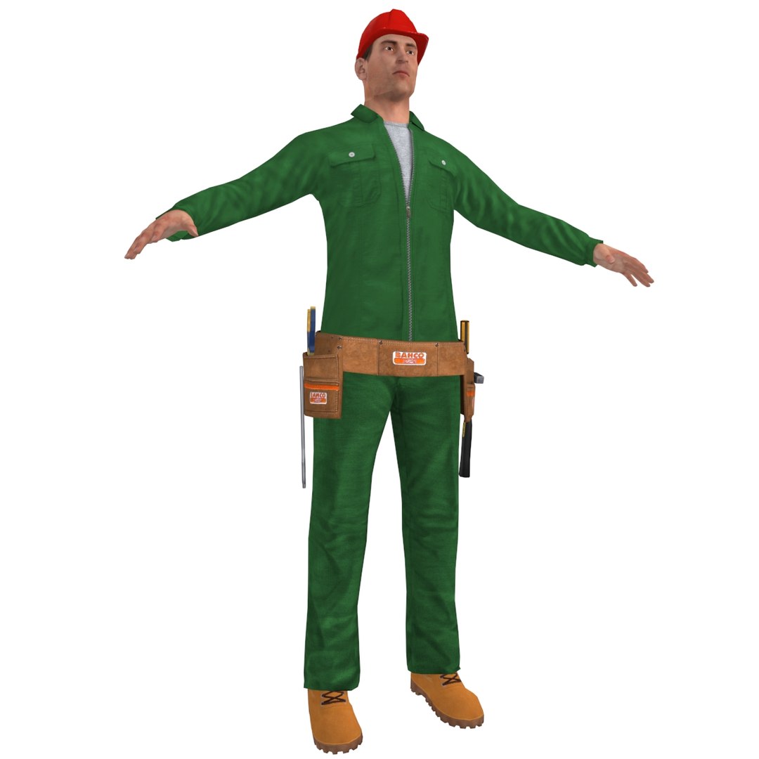 3d rigged worker man model