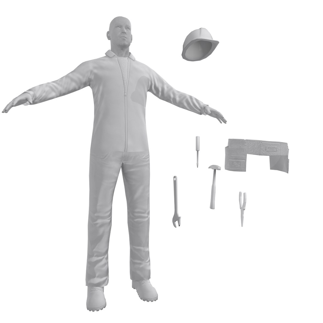 3d rigged worker man model