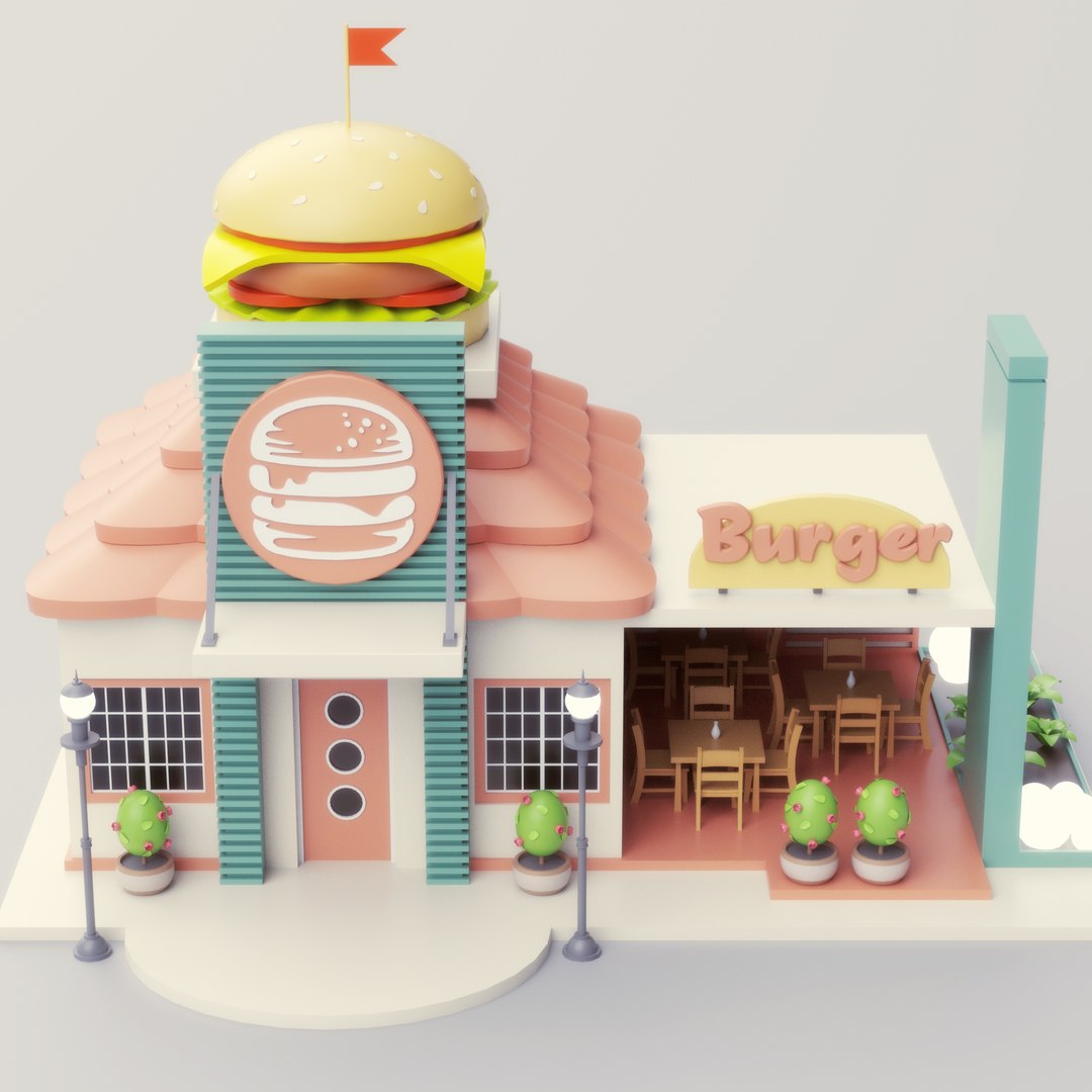 3D Burger Shop 01 - TurboSquid 1748707