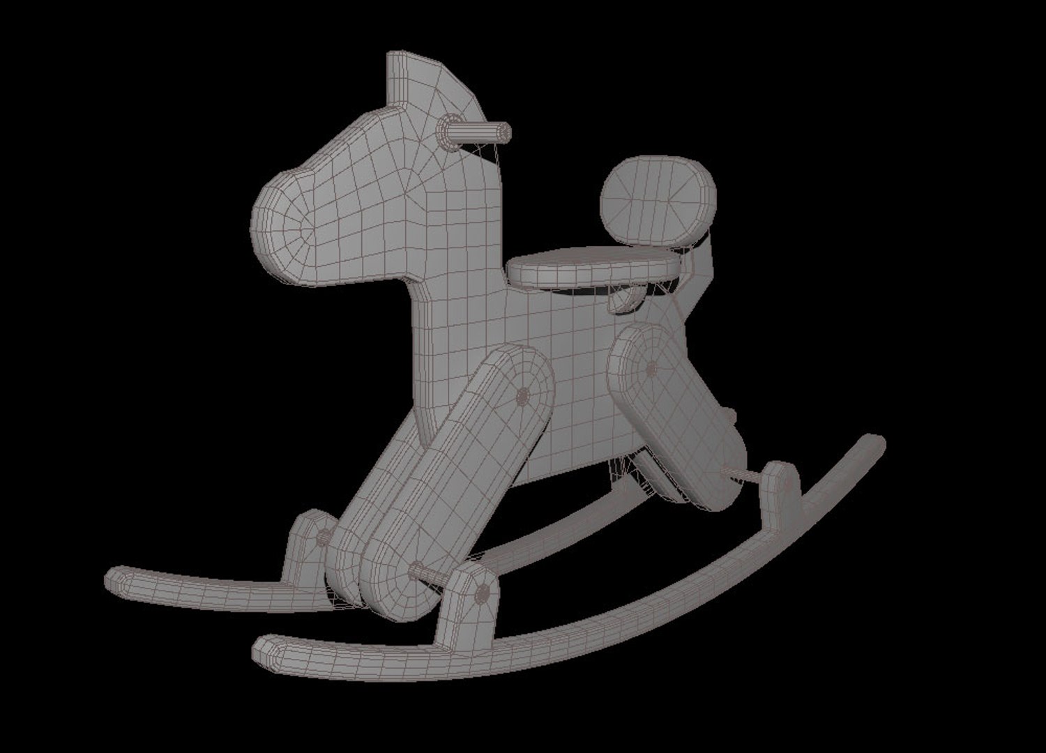 3d Obj Wooden Rocking Horse