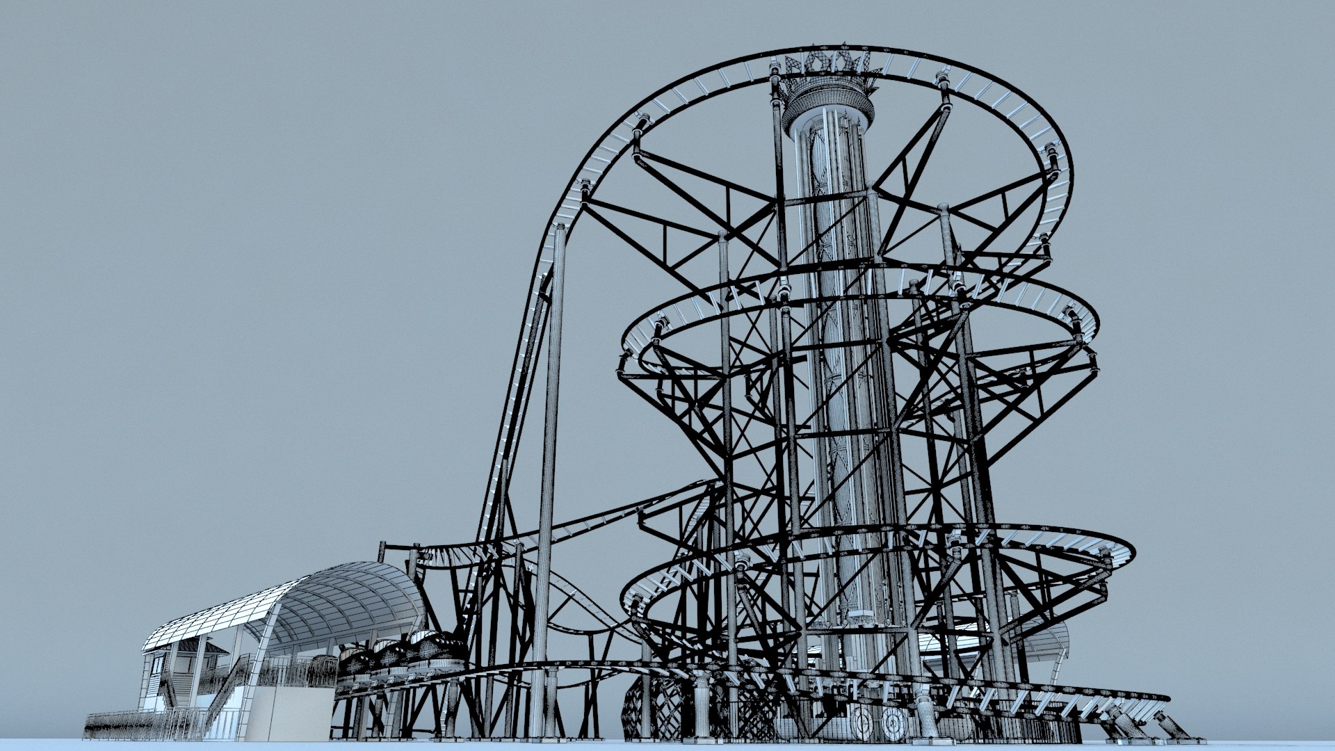 Roller Coaster Drop Tower Rides 3D Model - TurboSquid 2143620