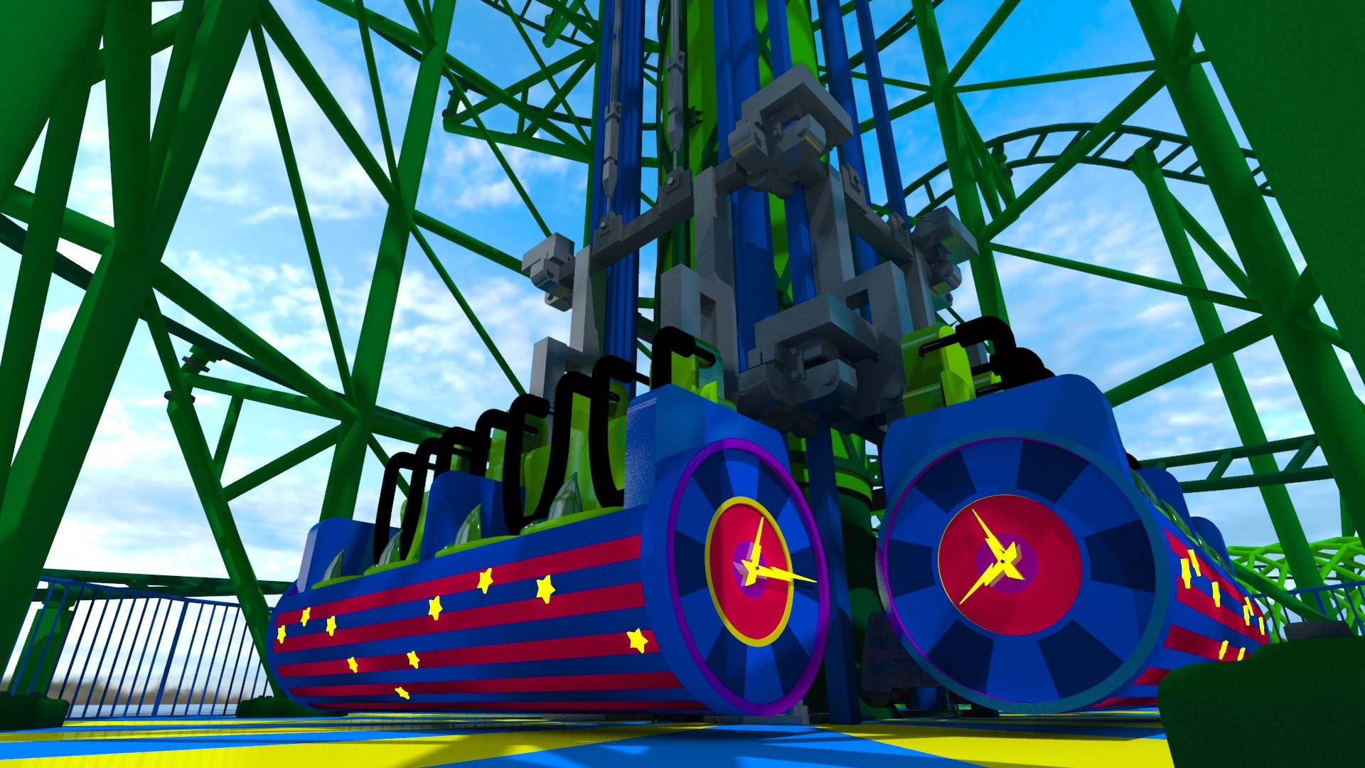 Roller Coaster Drop Tower Rides 3D Model - TurboSquid 2143620
