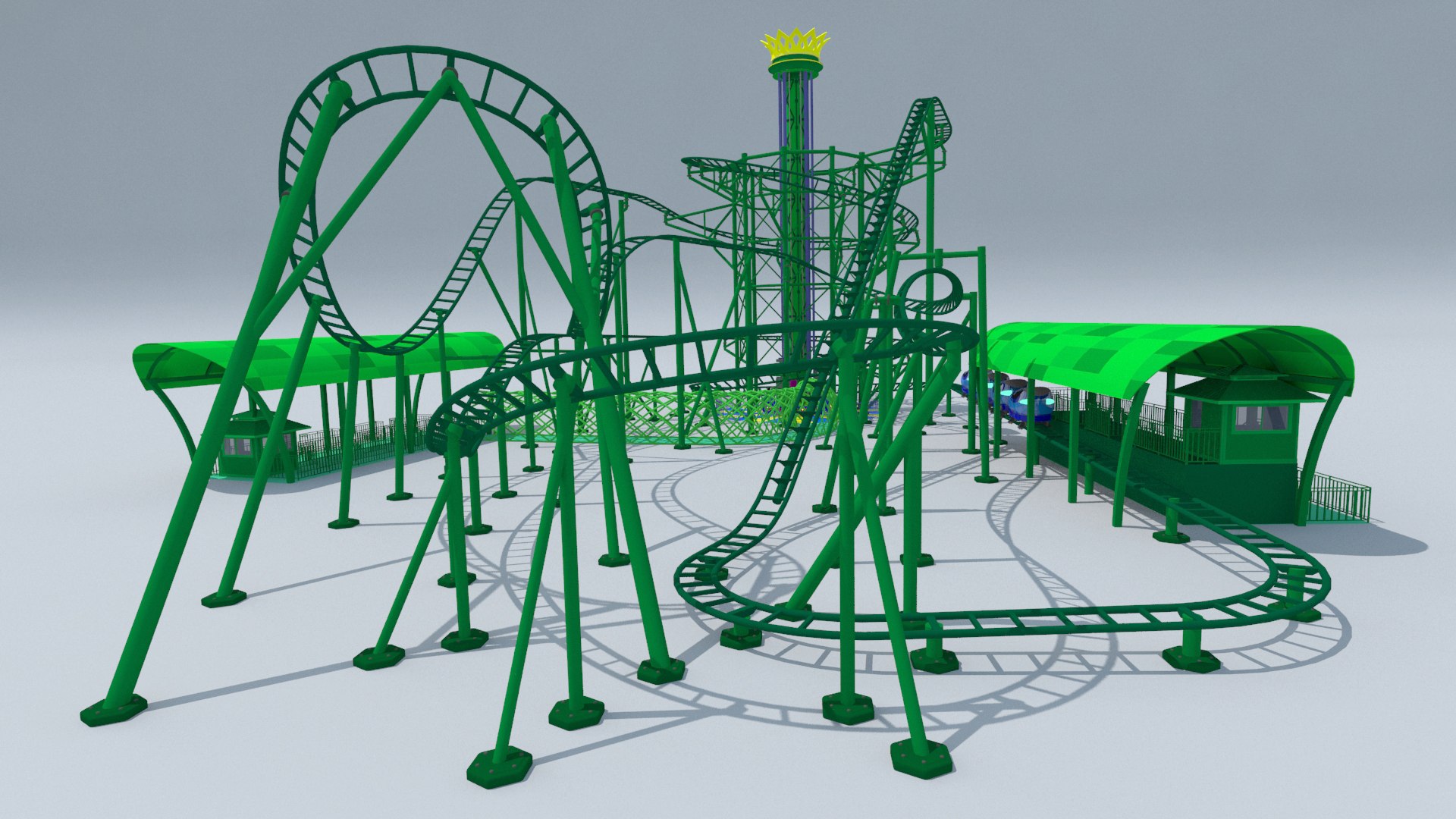 Roller Coaster Drop Tower Rides 3D Model - TurboSquid 2143620
