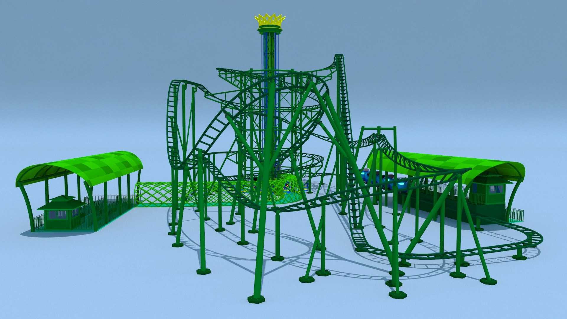 Roller Coaster Drop Tower Rides 3D Model - TurboSquid 2143620