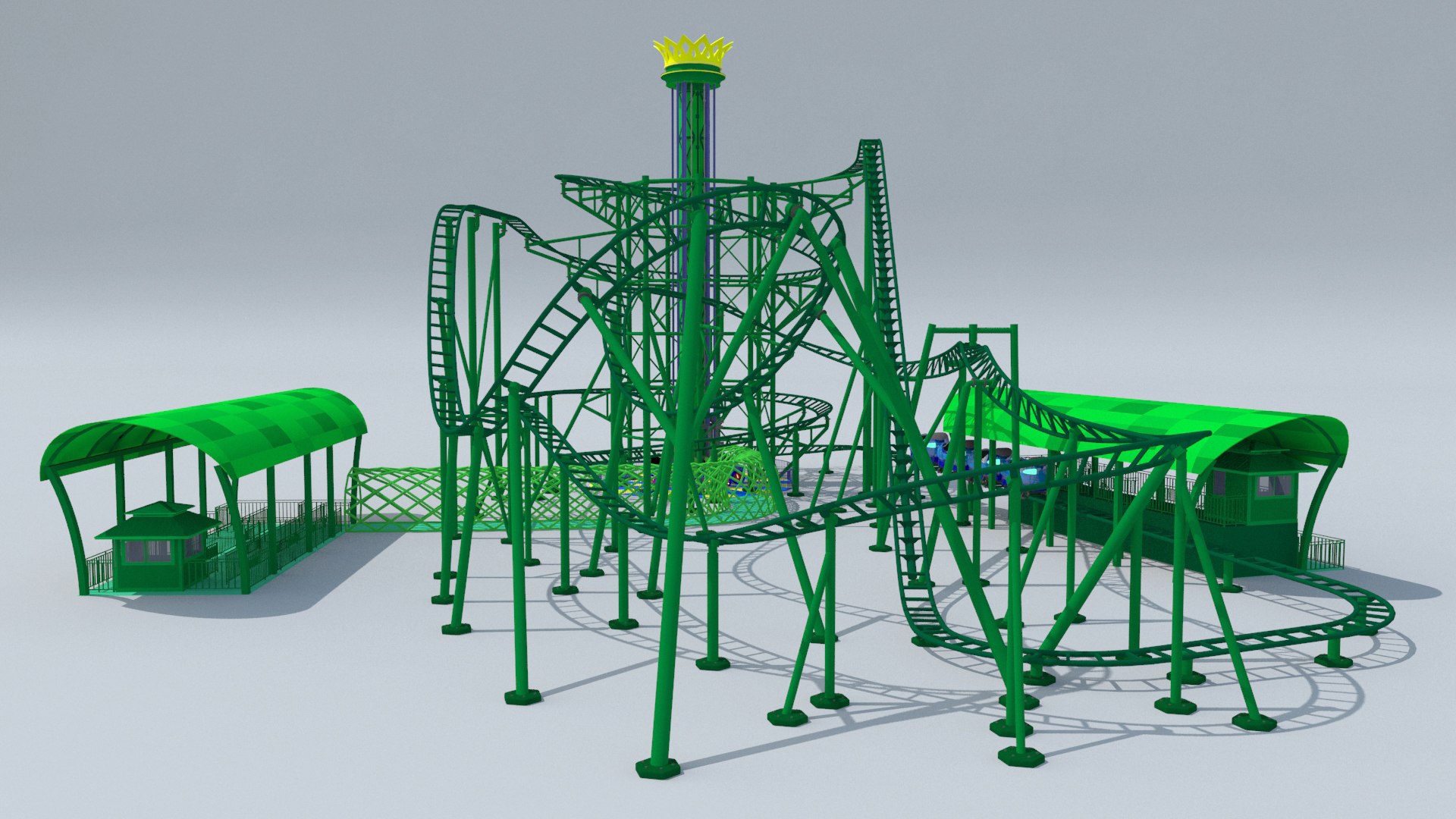 Roller Coaster Drop Tower Rides 3D Model - TurboSquid 2143620
