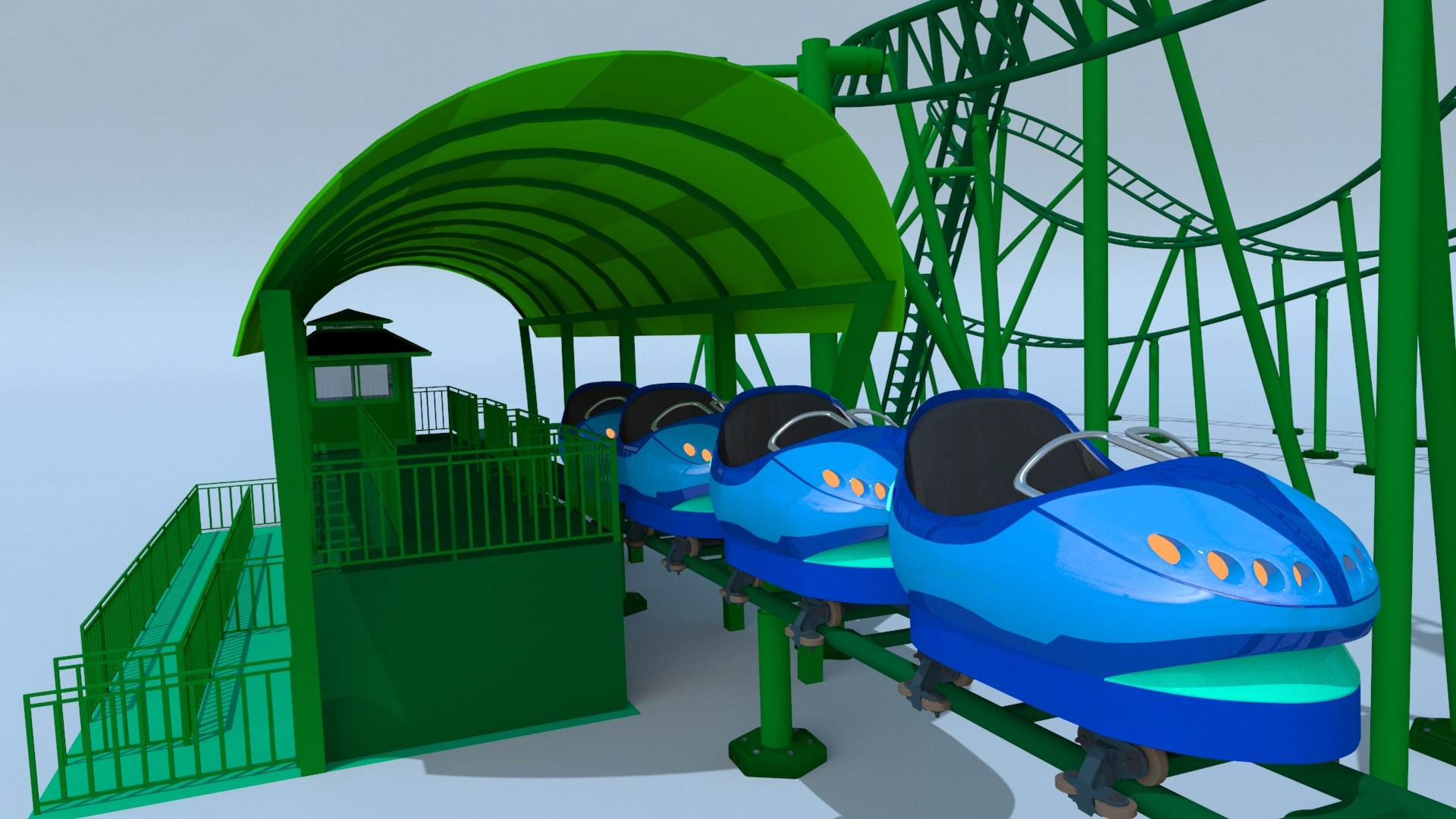 Roller Coaster Drop Tower Rides 3D Model - TurboSquid 2143620