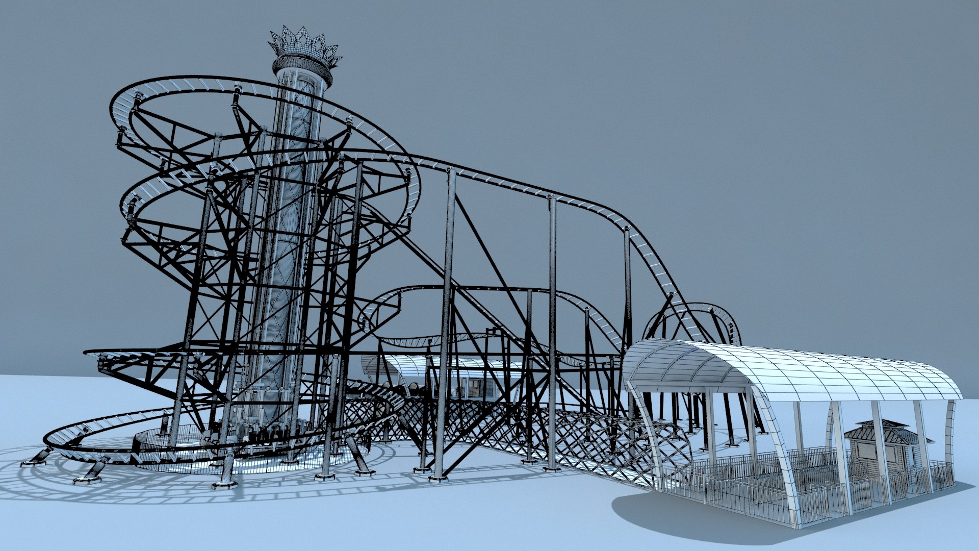 Roller Coaster Drop Tower Rides 3D Model - TurboSquid 2143620