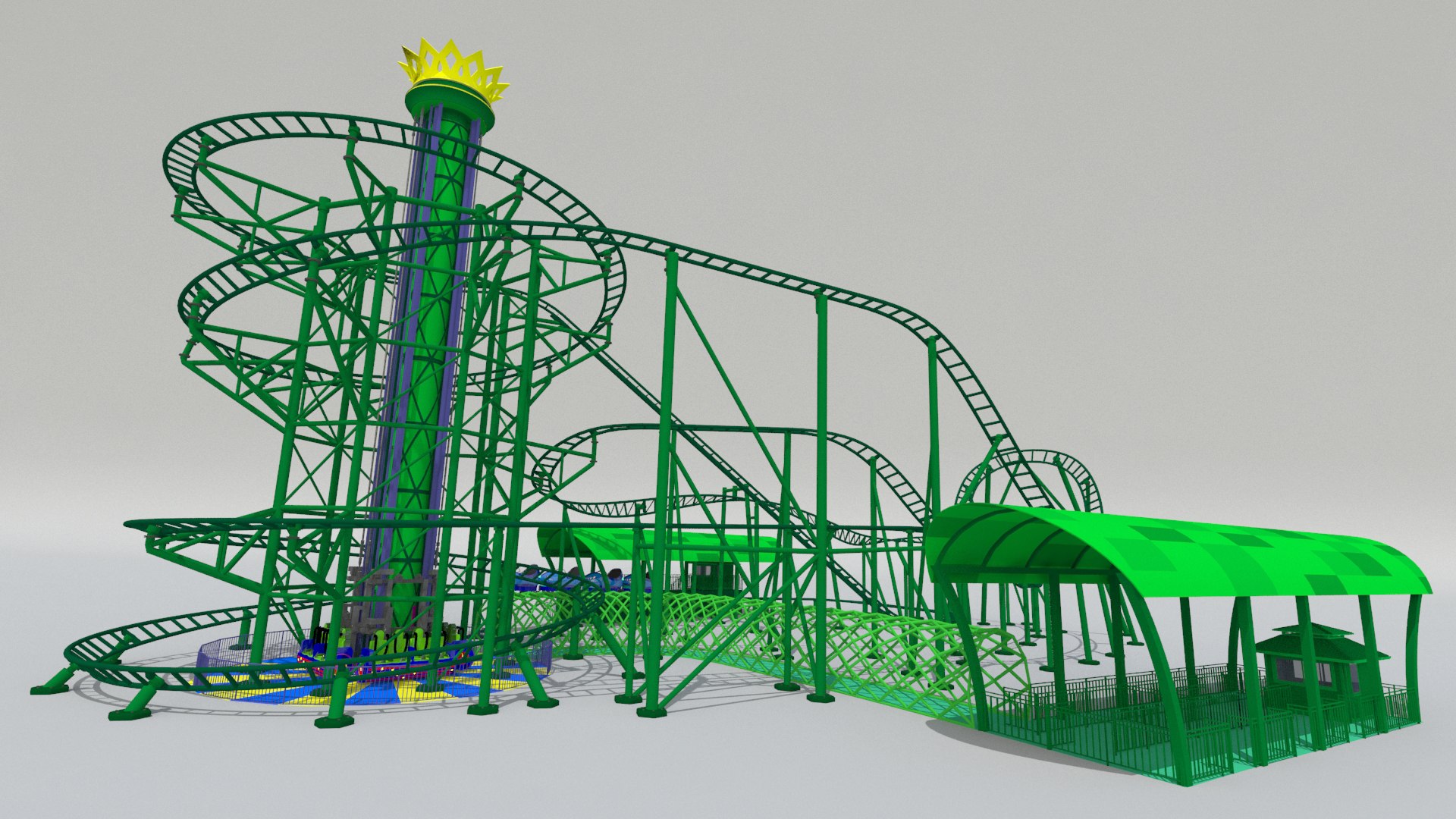 Roller Coaster Drop Tower Rides 3D Model - TurboSquid 2143620