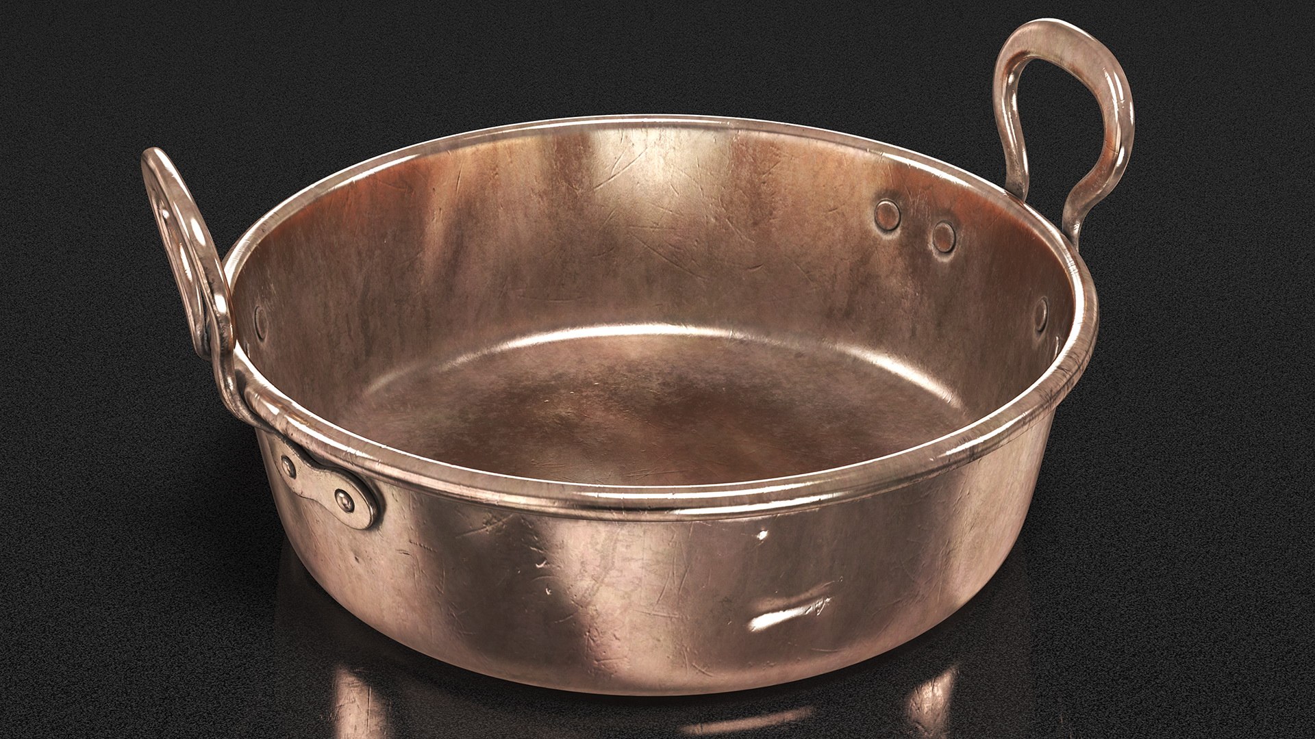 Antique Copper Preserving Pan 3D - TurboSquid 1686373