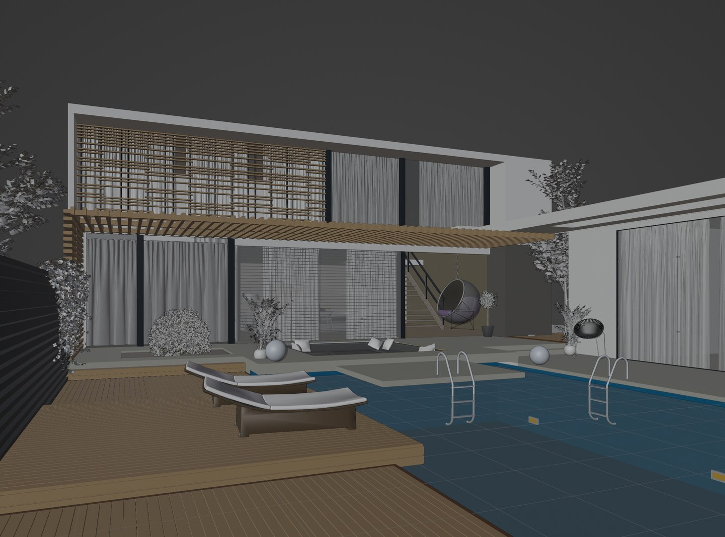 3D House 01 With Swimming Pool - TurboSquid 2195290