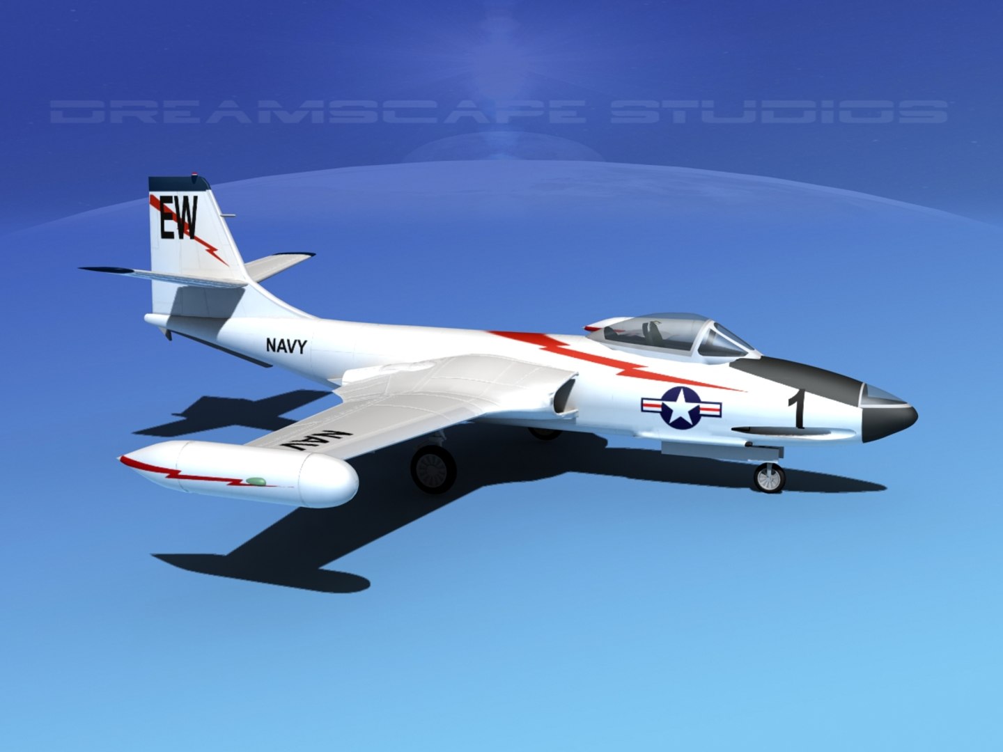 Korean F2h Banshee Jet Fighter 3d Model